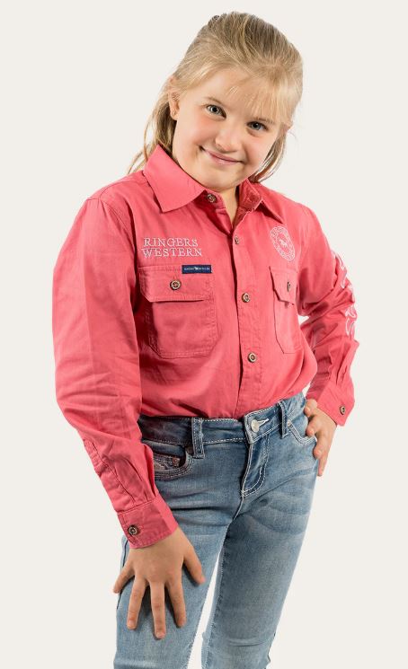 Ringers Western Kids Jackaroo Work Shirt Camelia Rose/Pink – Hewitt ...
